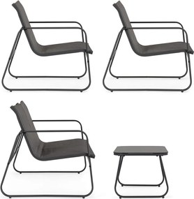 Antracitový ocelový zahradní lounge set pro 4 Gonzalo – Bizzotto