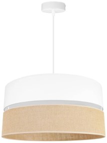Závěsné svítidlo JUTA, 1x jutové/bílé textilní stínítko, (fi 45cm), W