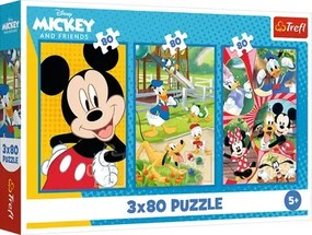 TREFL Puzzle Tým Mickey Mouse / 3x80 dílků / od 5 let / 27,5 x 18 cm