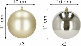Vánoční baňky zlato-stříbrné mix - 10cm, sada 6ks