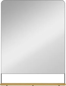 HOMCOM Nástěnné zrcadlo 80 x 60 cm s dřevěnou polici, moderní obdélníkové zrcadlo s kovovým rámem, černé