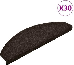 Schodové rohože samolepicí 30 ks 65 x 21 x 4 cm tmavě hnědé, půlkulaté, velké 3365661