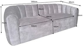 Designová sedačka Kalei 200 cm béžový samet