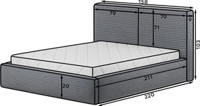 Pesillo postel + kovový rám/plynový píst/kontejner 140x200
