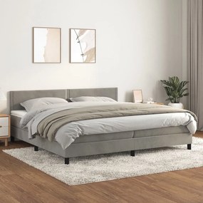 Box spring postel s matrací světle šedá 200x200 cm samet 3141263