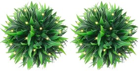 Umělé buxus koule s LED světly 2 ks zelené 20 cm 3335899