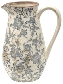Keramický dekorační džbán se šedými květy Grishilde L – 24x17x30 cm