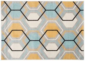 Kusový koberec LAZUR C569B šedý modrý žlutý Rozměr: 300x400 cm