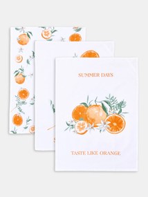 Sinsay - Sada kuchyňských utěrek s motivem pomerančů 3 pack - oranžová