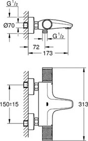 Grohe Precision Feel - Termostatická vanová baterie chrom