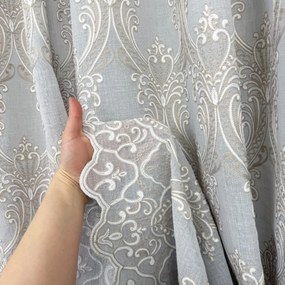 Voálová Luxusní vyšívaná záclona Versailles  White and Beige metráž Ervi 3634-15