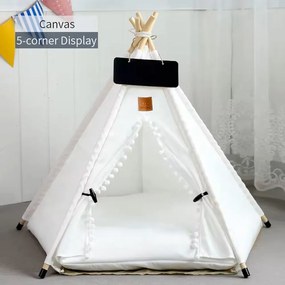 Kvalitní teepee pro psy i kočičky - 3 velikosti/12 barev Barva: bílá s kouličkami, Velikost: M
