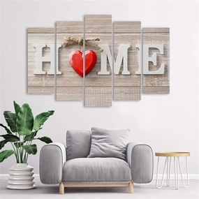 Obraz na plátně pětidílný Home Sweet Home Beige - 150x100 cm
