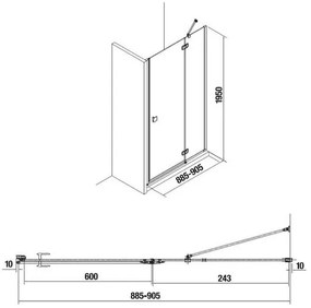 Jika Pure Sprchové dveře 90 cm, pravé, čiré sklo H2544230026681