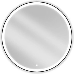 Mexen Esso, kulaté LED podsvícené koupelnové zrcadlo 100 cm, 6000K, topná podložka proti zamlžování, černý rám, 9825-100-100-611-70