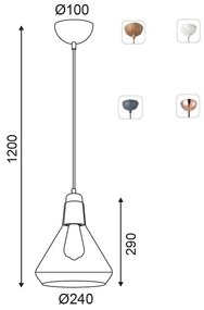 ACA DECOR Závěsné stropní svítidlo CIELOS max. 40W/E27/230V/IP20, lesklá měď