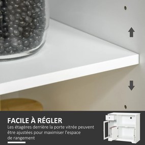 HOMCOM Mikrovlnná Skříň, Kuchyňský Bufet, Úložná Skříň pro Kuchyni, Jídelnu 90 x 40 x 82 cm S Skleněnými Dveřmi a Dřevem, Bílá | Aosom