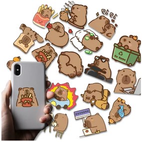 Camerazar Barevné kreslené nálepky Capybara 70 ks pro děti DIY kreativní aktivity