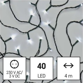 Vánoční osvětlení EMOS D4AC01 ZY0801T 40LED řetěz 4m studená bílá s časovačem