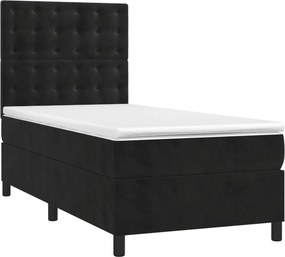 Box spring postel s matrací černá 100x200 cm samet 3143249