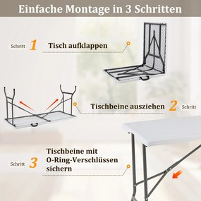 Costway Skládací kempingový stůl s HDPE stolní deskou a rukojetí – 152 × 70 cm