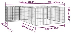 vidaXL 22panelová ohrádka pro psy černá 50 x 100 cm práškovaná ocel