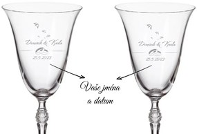Dekorant svatby Svatební skleničky na bílé víno PRSTEN 250 ml 2KS