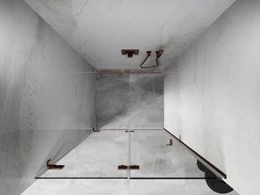 Mexen Lunar-F, levé sklápěcí sprchové dveře 95 cm, 8mm čiré sklo, růžové zlato profil, 836-095-000-60-00-L