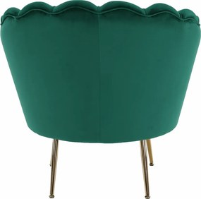Křeslo ve stylu Art-deco, smaragdová Velvet látka / gold chrom-zlatý, NOBLIN