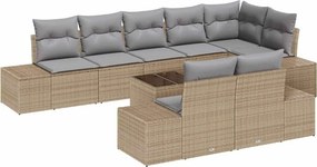 Sada zahradních pohovek 9 ks Beige a šedá polyratan 3347120