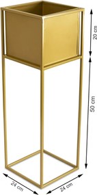 KOVOVÝ KVĚTINÁČ SE STOJÁNEM PLAIN 70X24 CM ZLATÁ