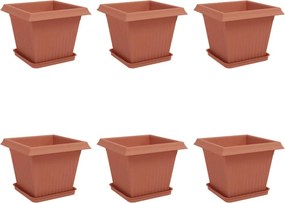 Květináče 6 ks Cihlově červená Plast 3403294