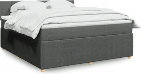 Box Spring Postel S Matrací Textil Tmavě Šedá Blok se čtverci 180 x 200 c
