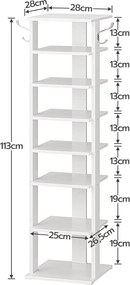 Úzký botník Vasagle Kloudy 28 cm bílý