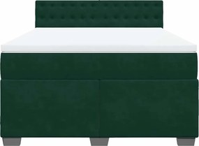 Box spring postel s matrací tmavě zelená 160x200 cm samet 3288669