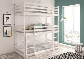 Třílůžková patrová postel s matracemi TEDRO 200x90 bílá