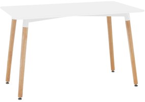 Jídelní stůl, bílá/buk, 120x80 cm, DIDIER 4 NEW