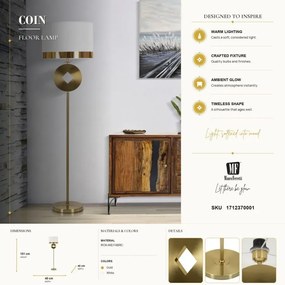 Stojací lampa Coiny 151 cm bílá/zlatá