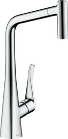 Hansgrohe Metris New, páková kuchyňská baterie 320 s vytahovací sprškou, chromová, 14820000