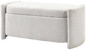 HOMCOM Sedací lavice, postelová lavice s úložným prostorem, čalouněná lavice s víkem, sametový vzhled, úložná lavice, krémová, 105 x 44 x 45,5 cm | A…