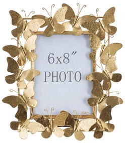 Kovový stojací rámeček ve zlaté barvě 28x30,5 cm Butterfly – Mauro Ferretti