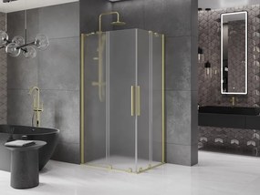 Mexen Velar Duo, sprchový kout s posuvnými dveřmi 100 x 90 cm, 8mm sklo námraza, zlatá matná, 871-100-090-32-55