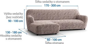 Bielastické potahy BRILLANTE hnědé sedačka s otomanem vlevo (š. 170 - 300 cm)
