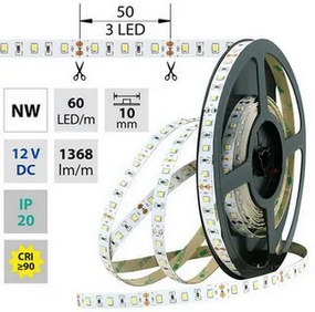 LED pásek McLED 12V neutrální bílá CRI90 š=10mm IP20 14,4W/m 60LED/m SMD2835 ML-121.701.60.2