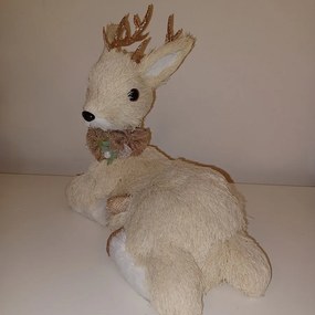 Dekorace jelen, 30 × 15 × 26 cm, PVC a plyš, béžový