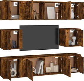 8dílný set TV skříněk kouřový dub kompozitní dřevo 3188675