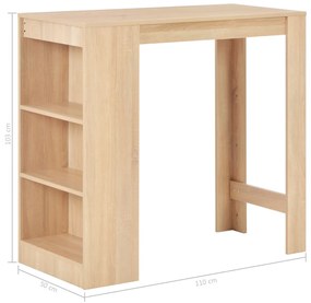 Barový stůl Eland s regálem - dubový | 110x50x103 cm