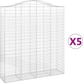 Klenuté gabionové koše 5 ks 200x50x220/240cm pozinkované železo 3145769