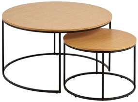 OnaDnes -20% Set dvou dubových konferenčních stolků Kave Home Yoana 50/80 cm