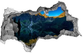 Wallmuralia Díra 3D ve zdi nálepka Cihla Tatry 95x73 cm